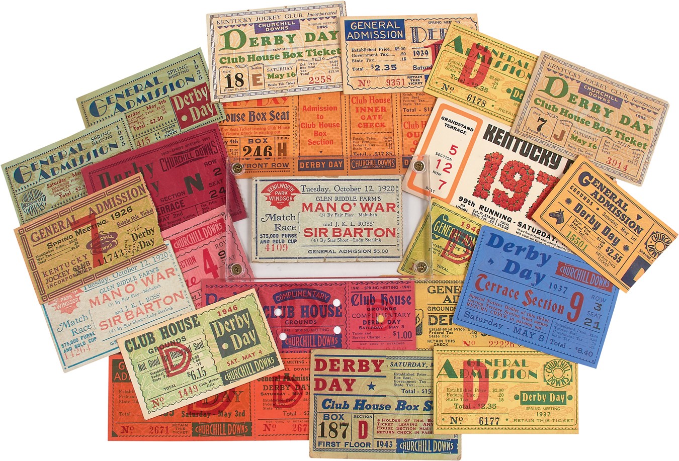 Exquisite Horse Racing Vintage Ticket Collection With Big Names 